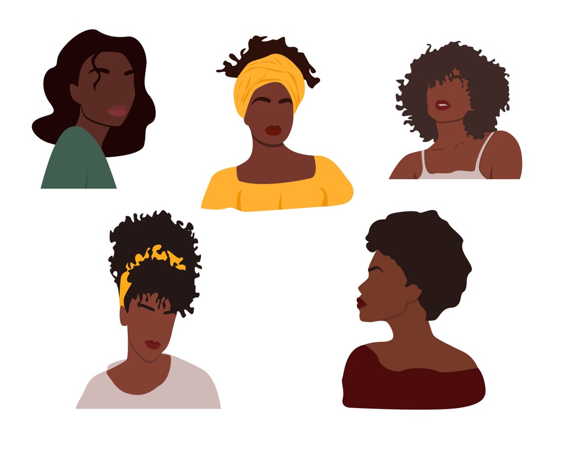 Abstract Black Woman Clipart. African American Girls Clip Art. - Etsy