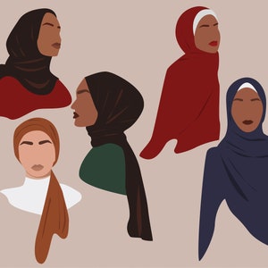 Abstract Women in Hijabs Clipart. Muslim Clip Art. Hijab Clipart ...