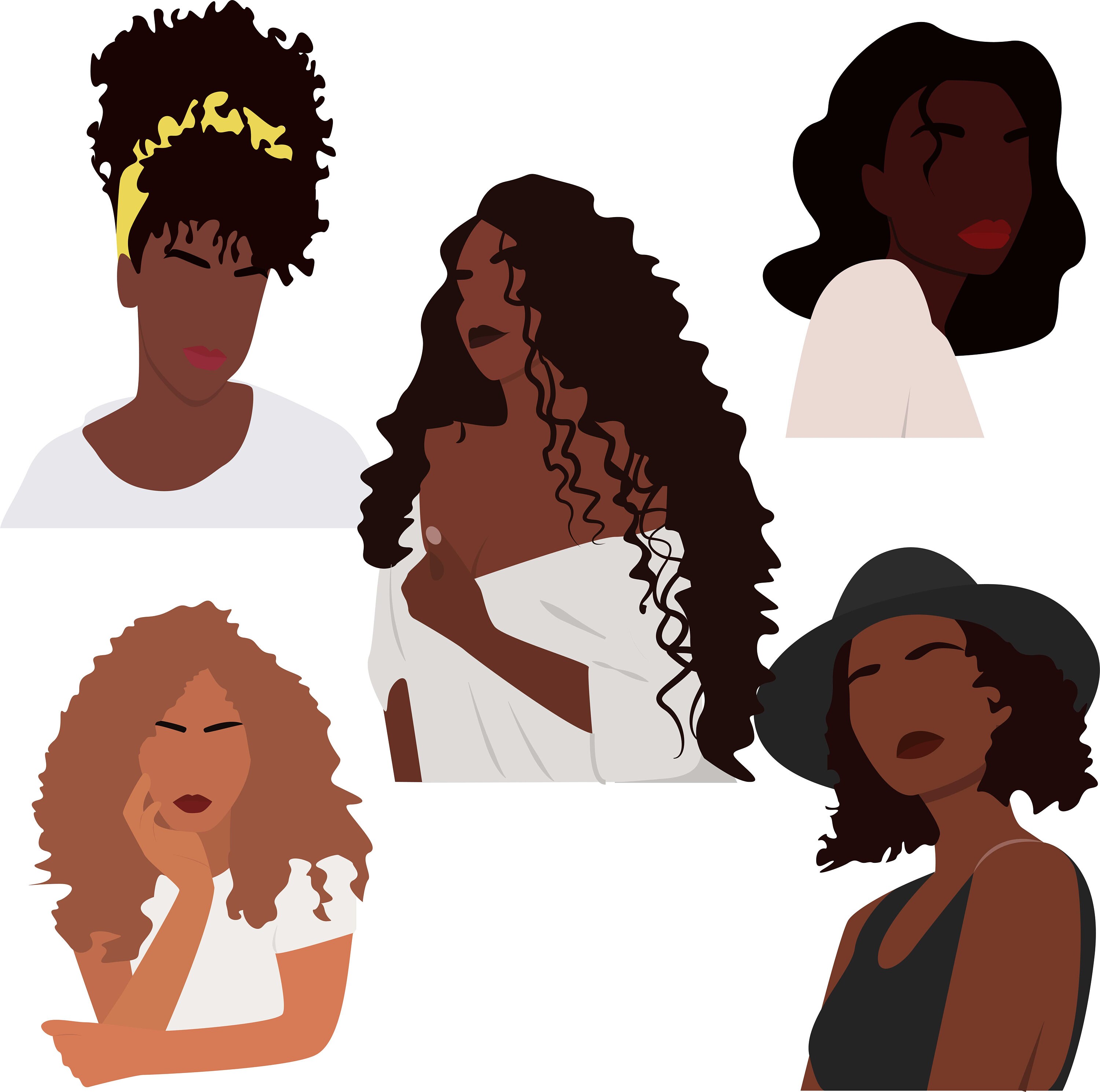 Abstract Black Woman Clipart. African American Girls Clip Art. - Etsy ...