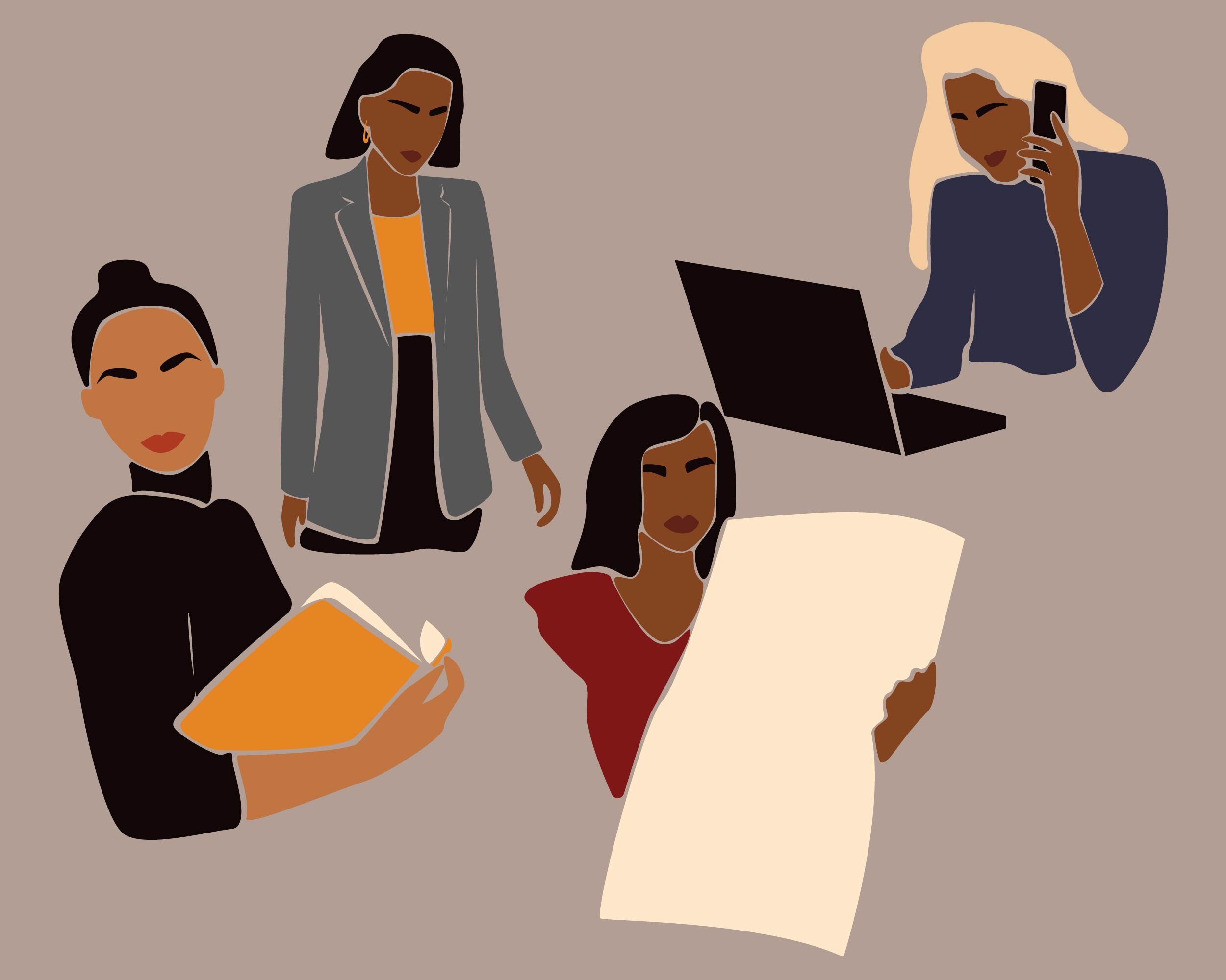 Businesswomen Clipart. Abstract Woman Clip Art. Girls at Work.female ...