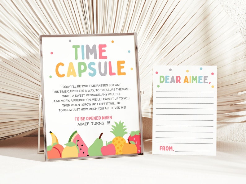 Twotti Frutti Time Capsule Sign Template Girl 2nd Birthday - Etsy