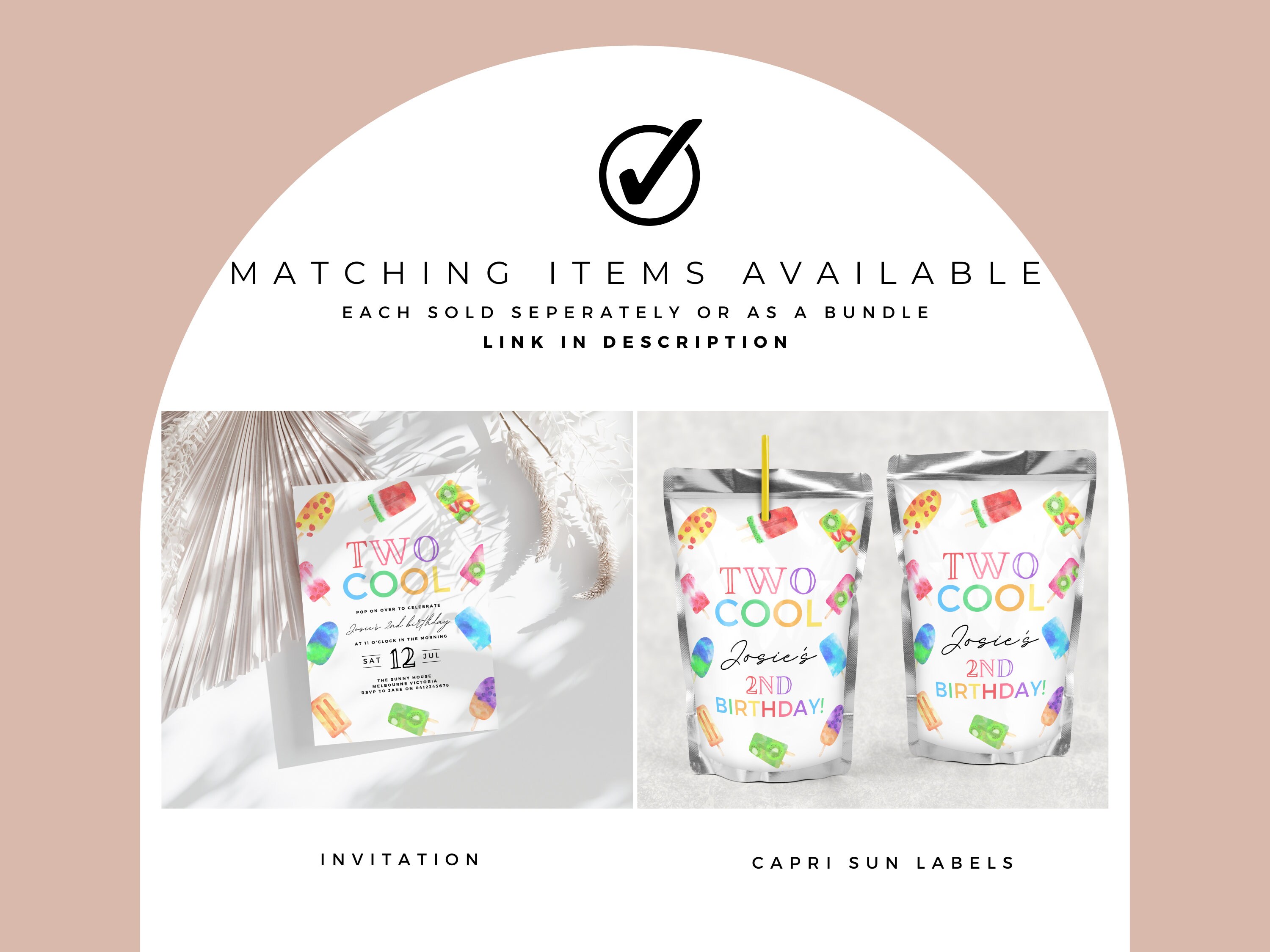 Two Cool Popsicle Chip Bag Template, Editable 2nd Birthday Girl Rainbow ...