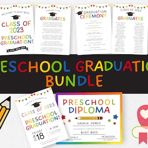 Preschool Graduation Invitation and Program, 2023 Preschool Graduation ...
