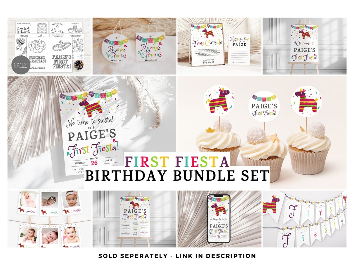 First Fiesta Birthday Invitation Template, Mexican Fiesta Theme 1st ...