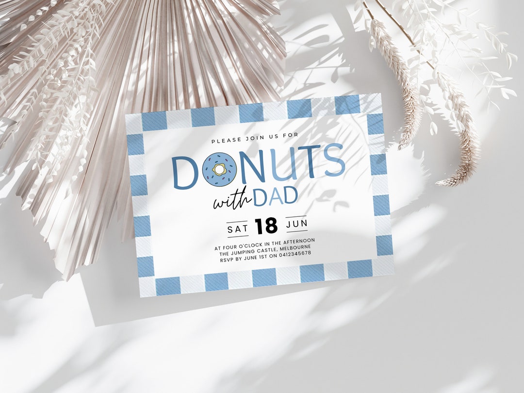 Donuts With Dad Editable Invitation Template, Printable Father's Day ...