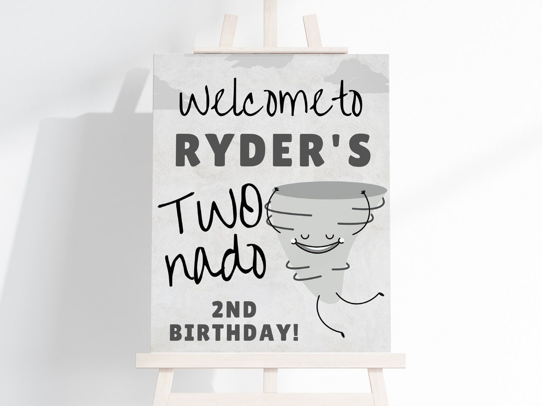 Twonado Birthday Party Welcome Sign, Weather 2nd Birthday Boy ...