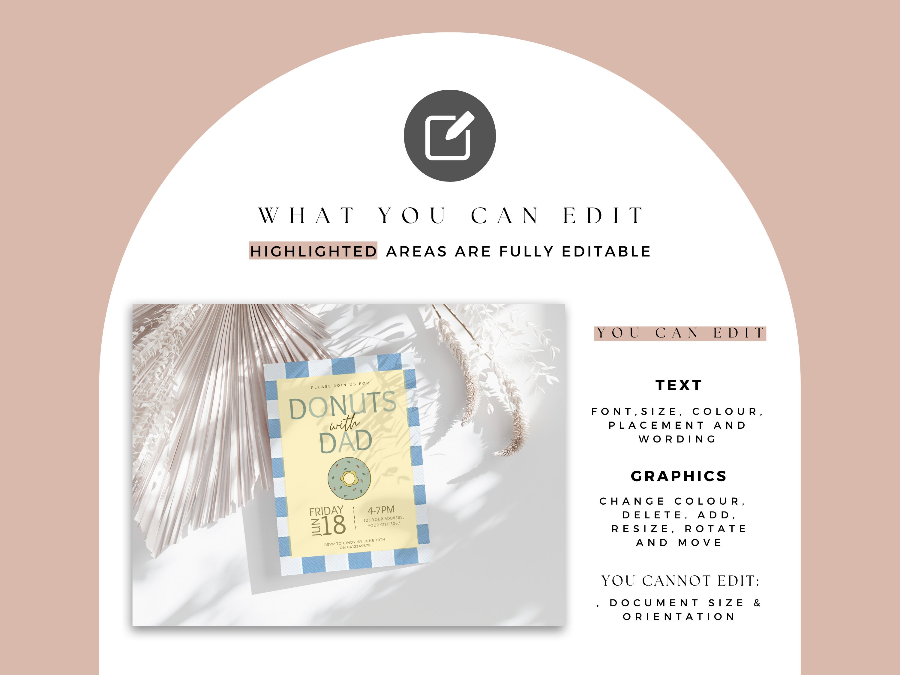 Donuts With Dad Editable Invitation Template, Printable Father's Day ...