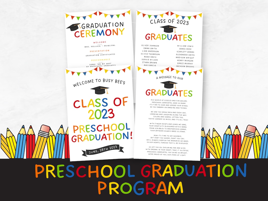 Preschool Graduation Program Editable Template, Printable Pre-k Canva ...