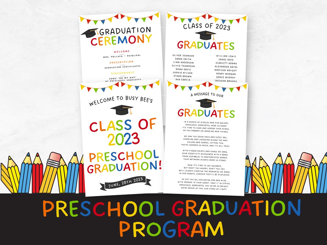 Preschool Graduation Program, Editable Canva Template (digital Download ...