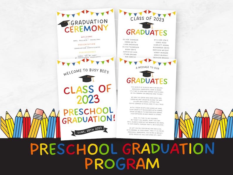 Preschool Graduation Program, Editable Canva Template (digital Download ...