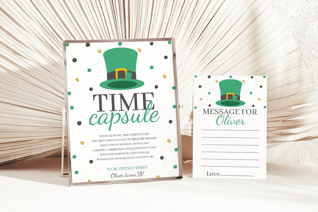 Lucky One Time Capsule Sign and Card, Lucky One Birthday Sign, St ...