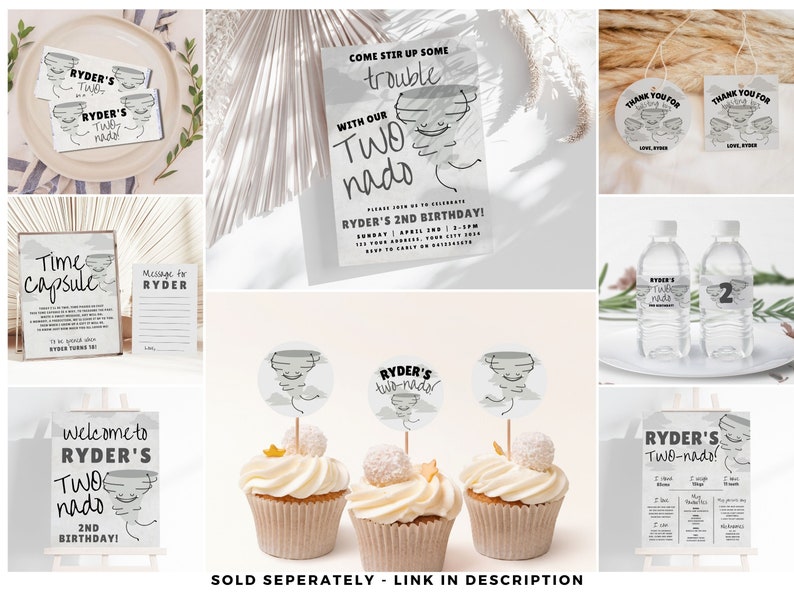 Twonado Birthday Party Invitation, Editable Weather Second Birthday ...