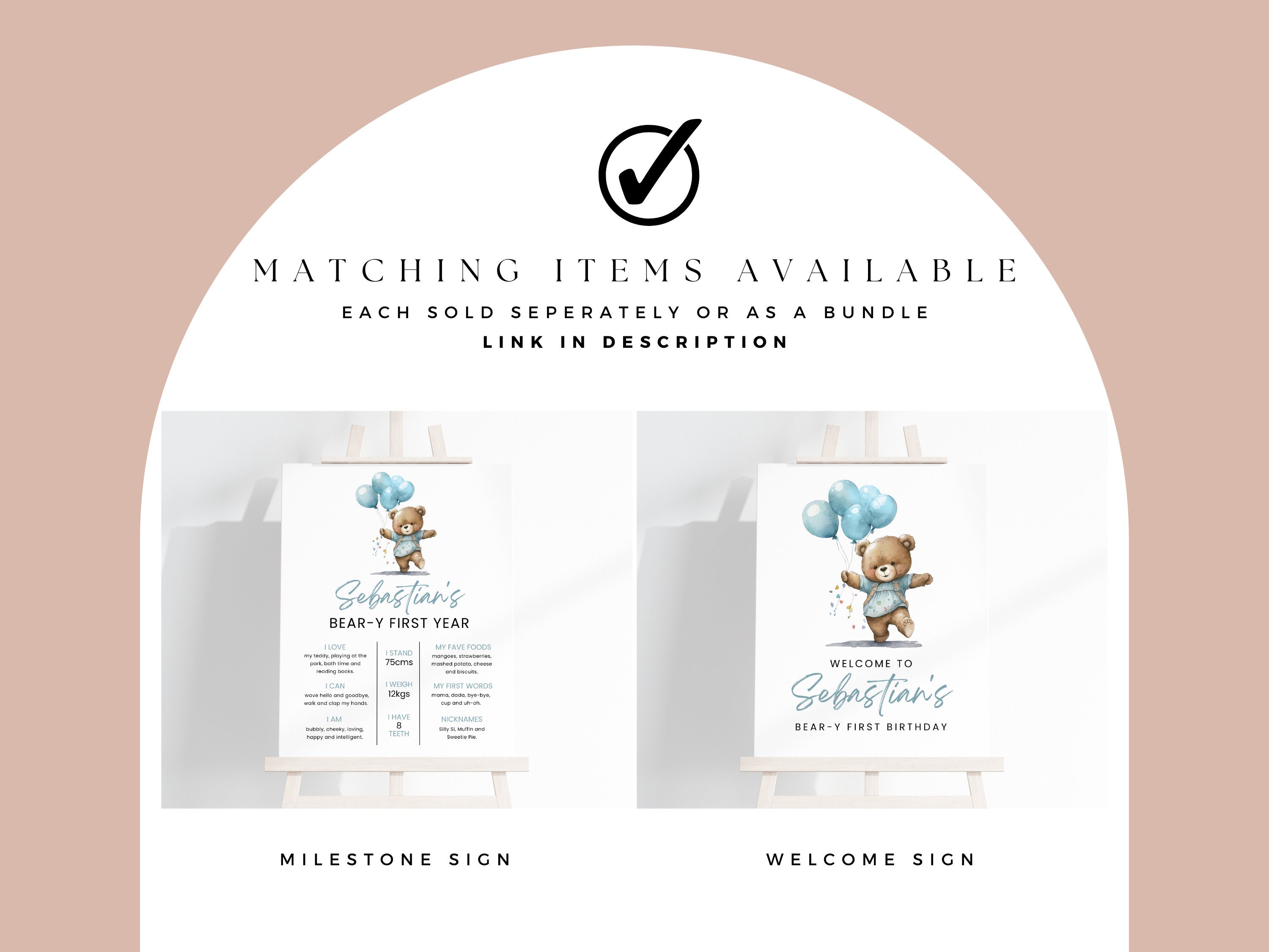 Beary First Birthday Thank You Tags, Teddy Bear Theme 1st Birthday ...