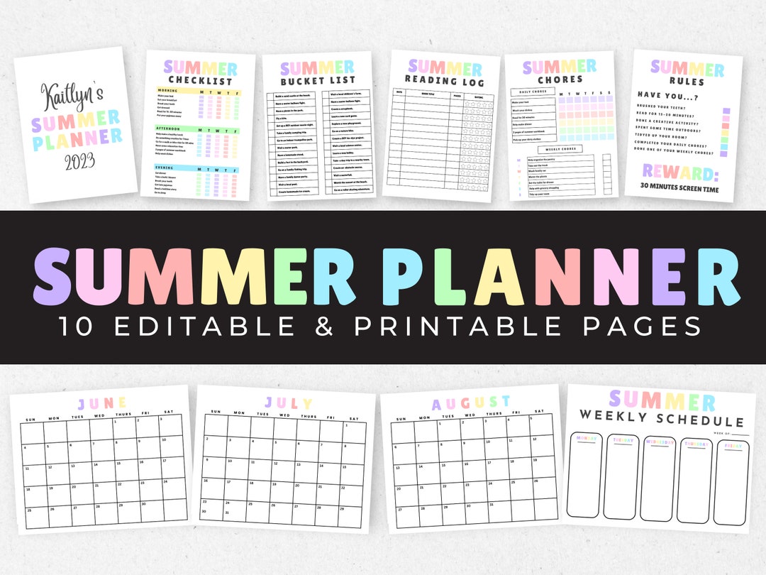 Kids Summer Planner 2023, Kids Summer Reading Log, Daily Checklist ...