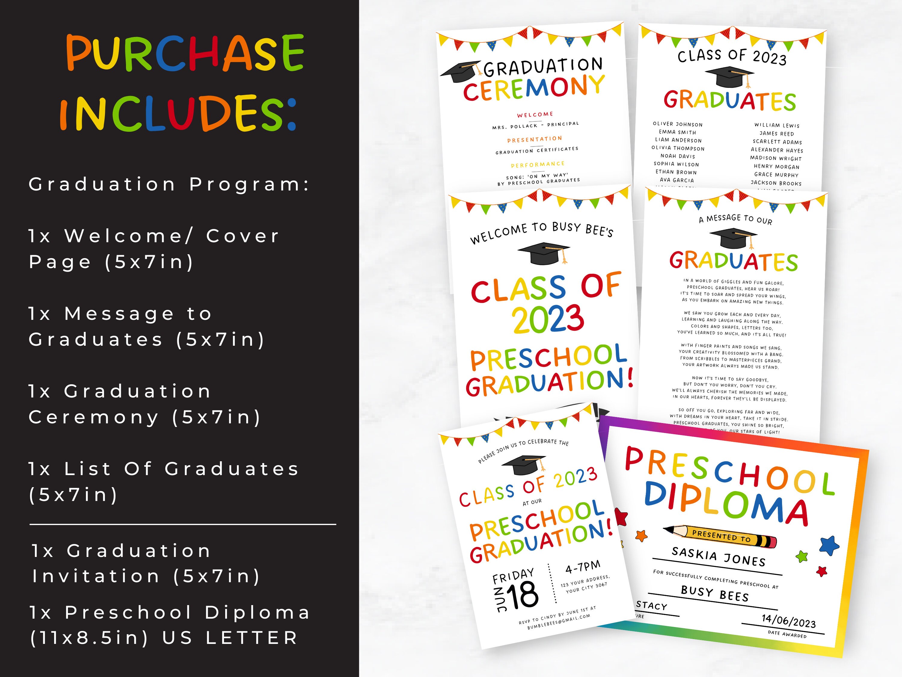 Preschool Graduation Invitation and Program, 2023 Preschool Graduation ...