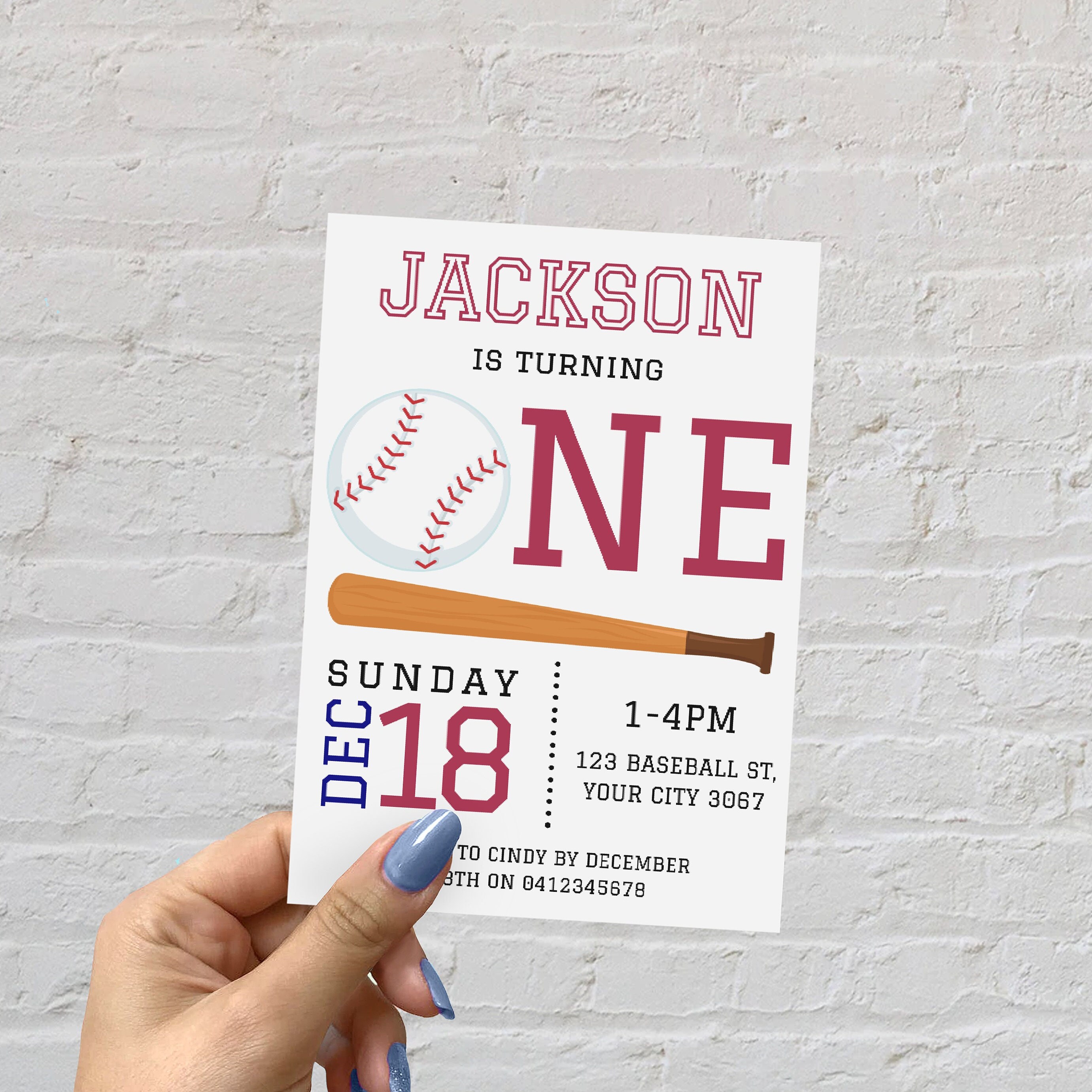 Editable Baseball Birthday Invitation One Year Old, Baseball Invite ...