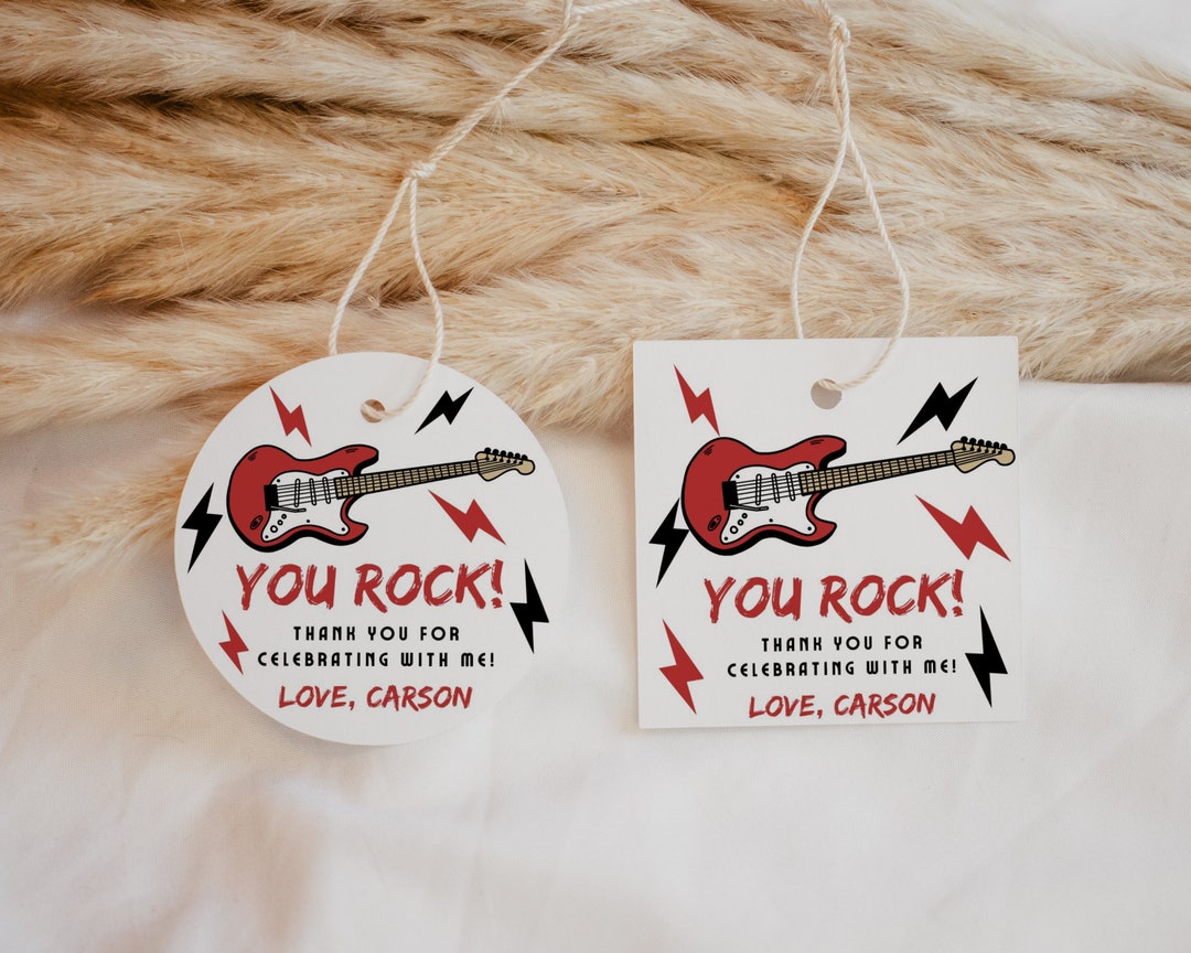 Rock and Roll Thank You Tags, Another One Bites the Dust First Birthday ...