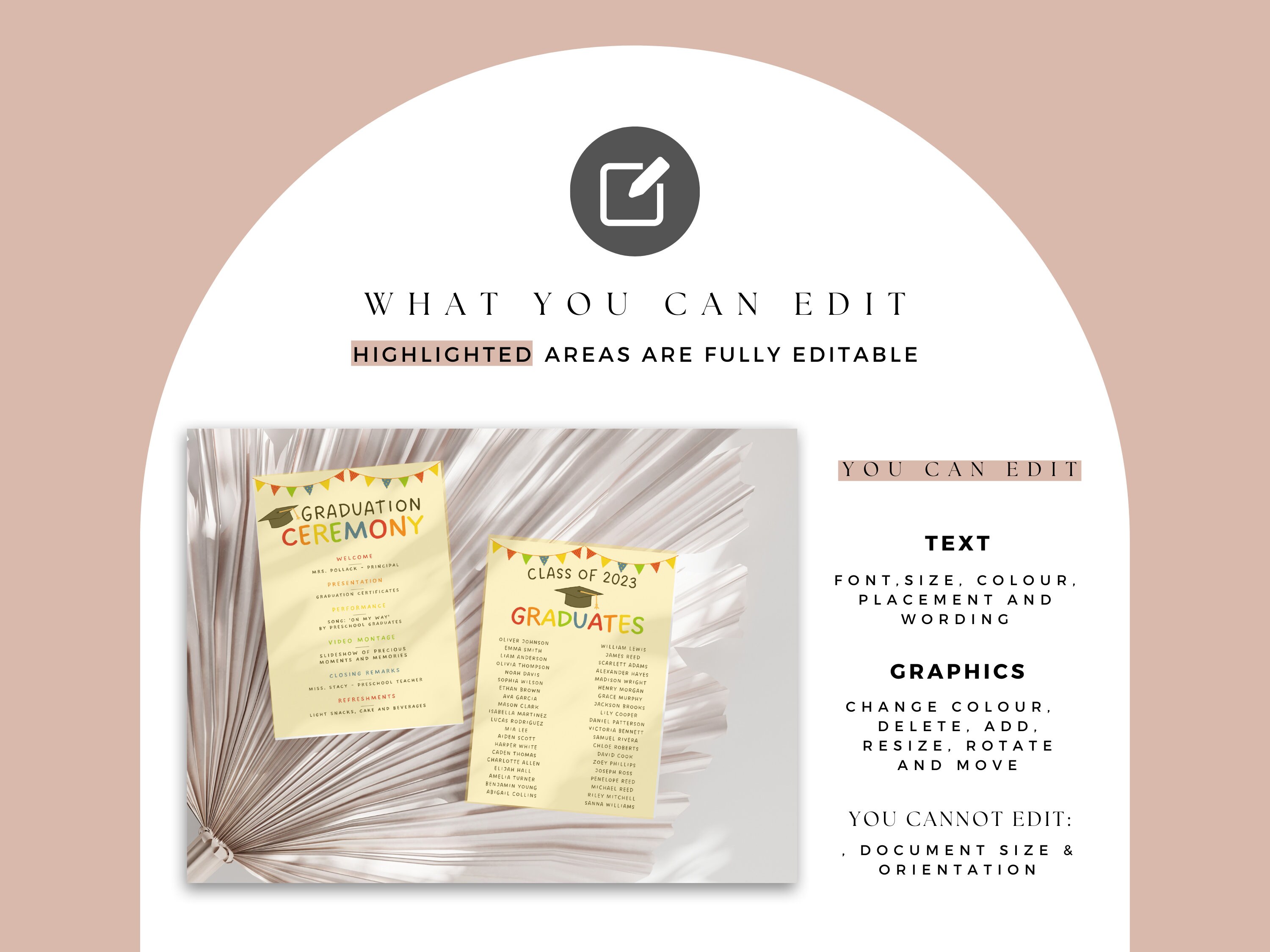 Preschool Graduation Program Editable Template, Printable Pre-k Canva ...