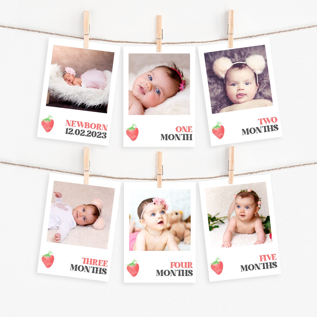 Berry First Photo Banner Template, Strawberry Monthly Photo Banner ...