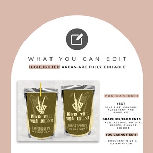 Bad Two the Bone Capri Sun Labels, Skeleton 2nd Birthday (DIY Canva ...