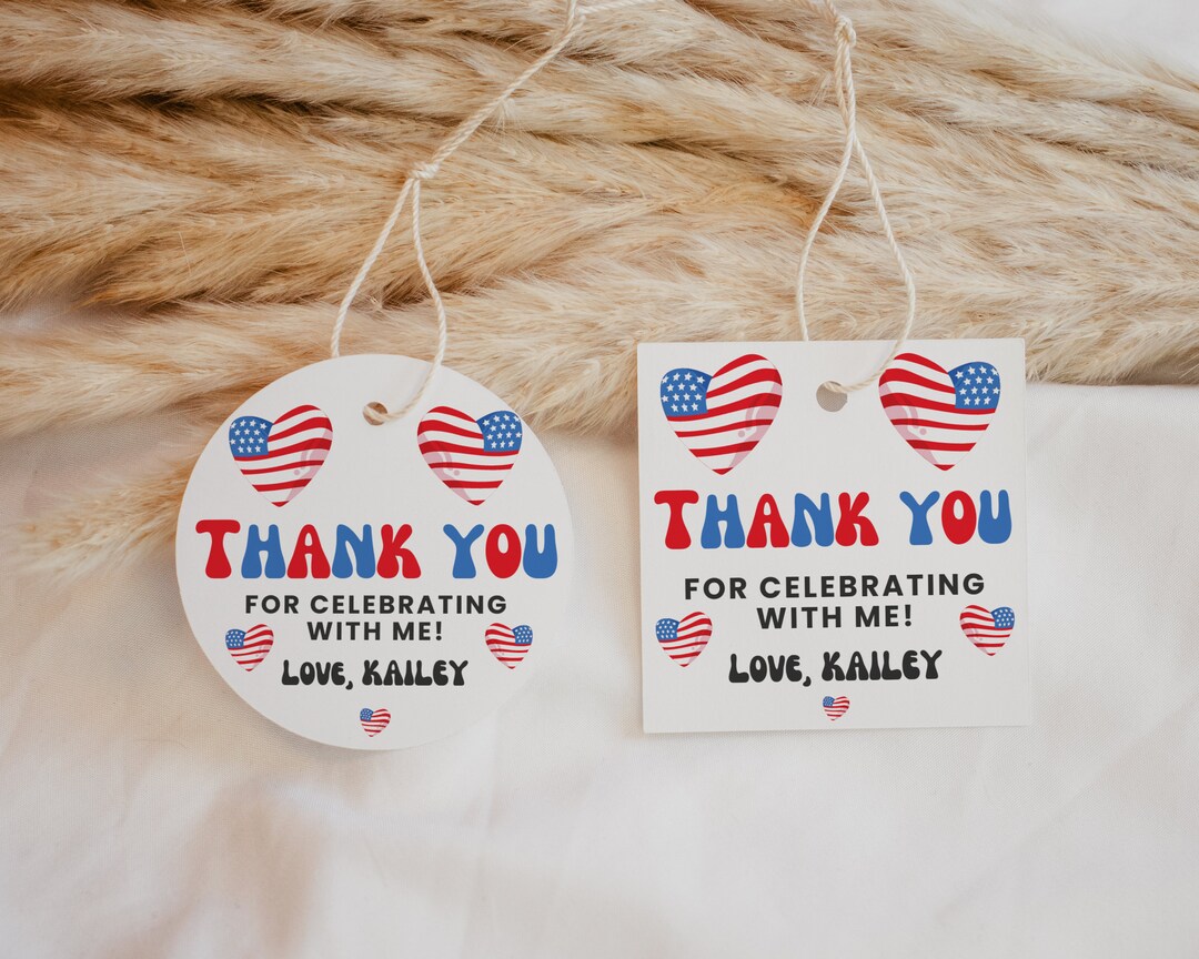 Editable 4th Fourth of July Party Favor Tag Template, One American Babe ...