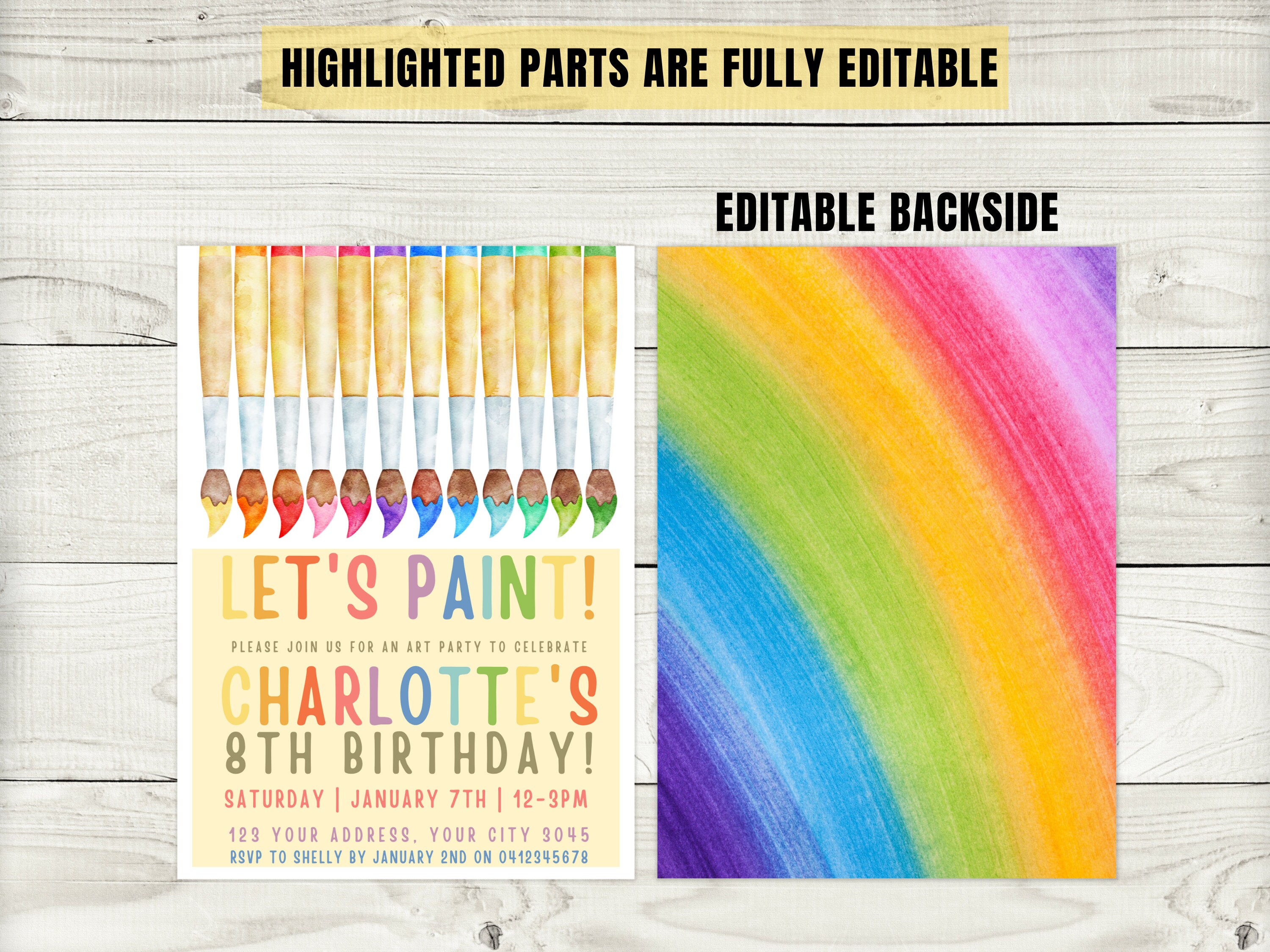 Editable Painting Party Invitation Art Party Invitation - Etsy