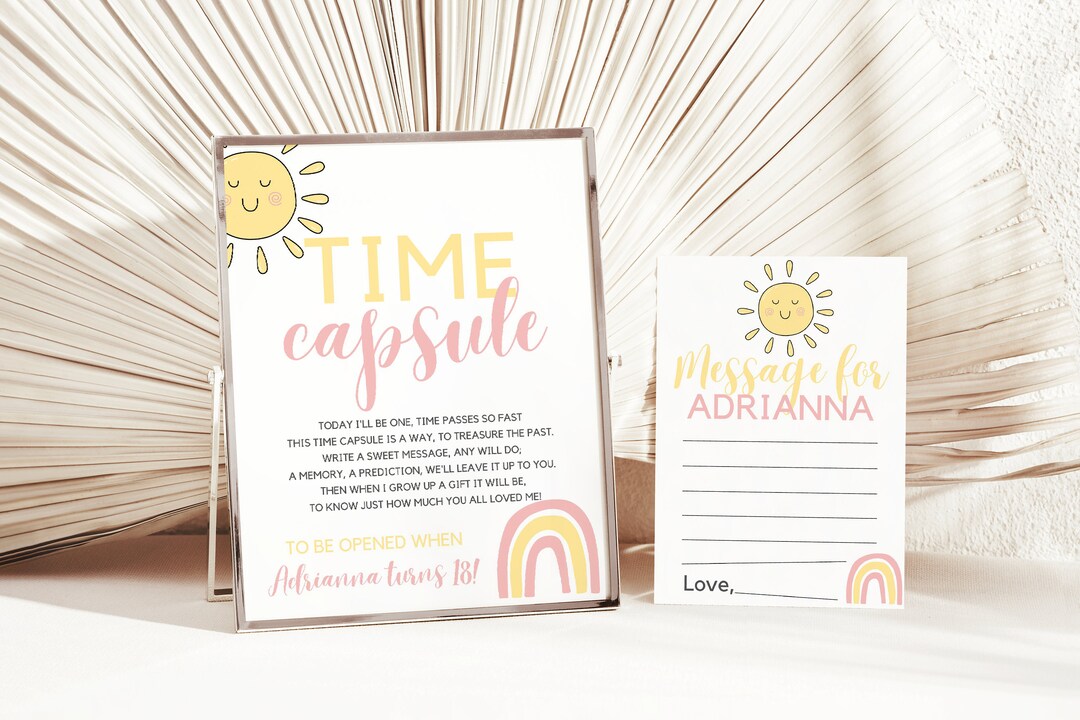 Sunshine Time Capsule Birthday Template, Editable Sunshine Rainbow ...