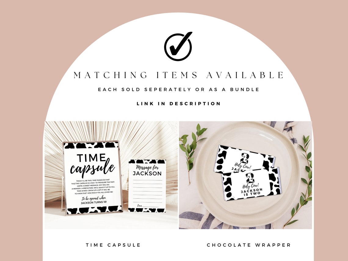 Editable Cow Print Water Bottle Label Holy Cow I'm Two - Etsy