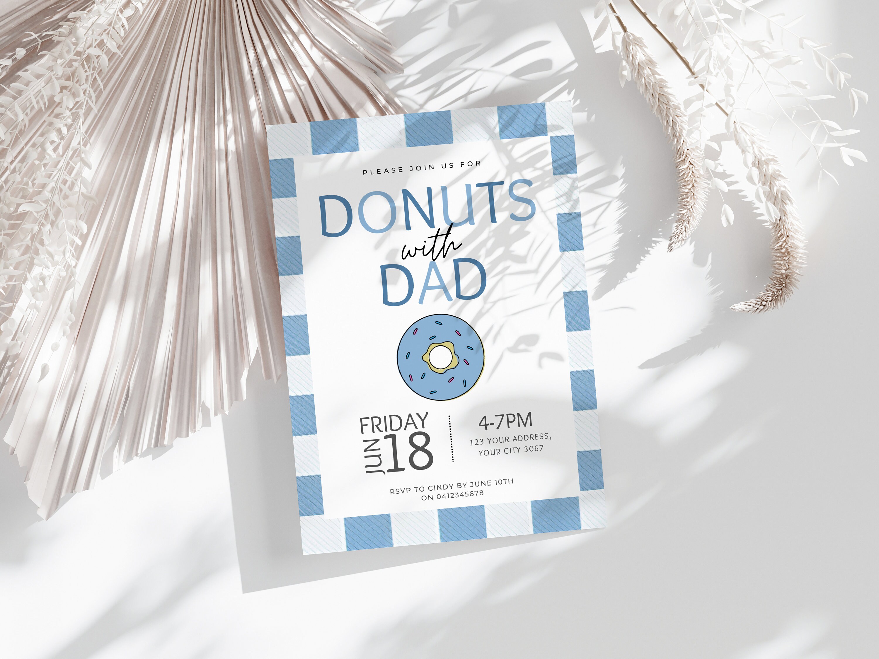 Donuts With Dad Editable Invitation Template, Printable Father's Day ...