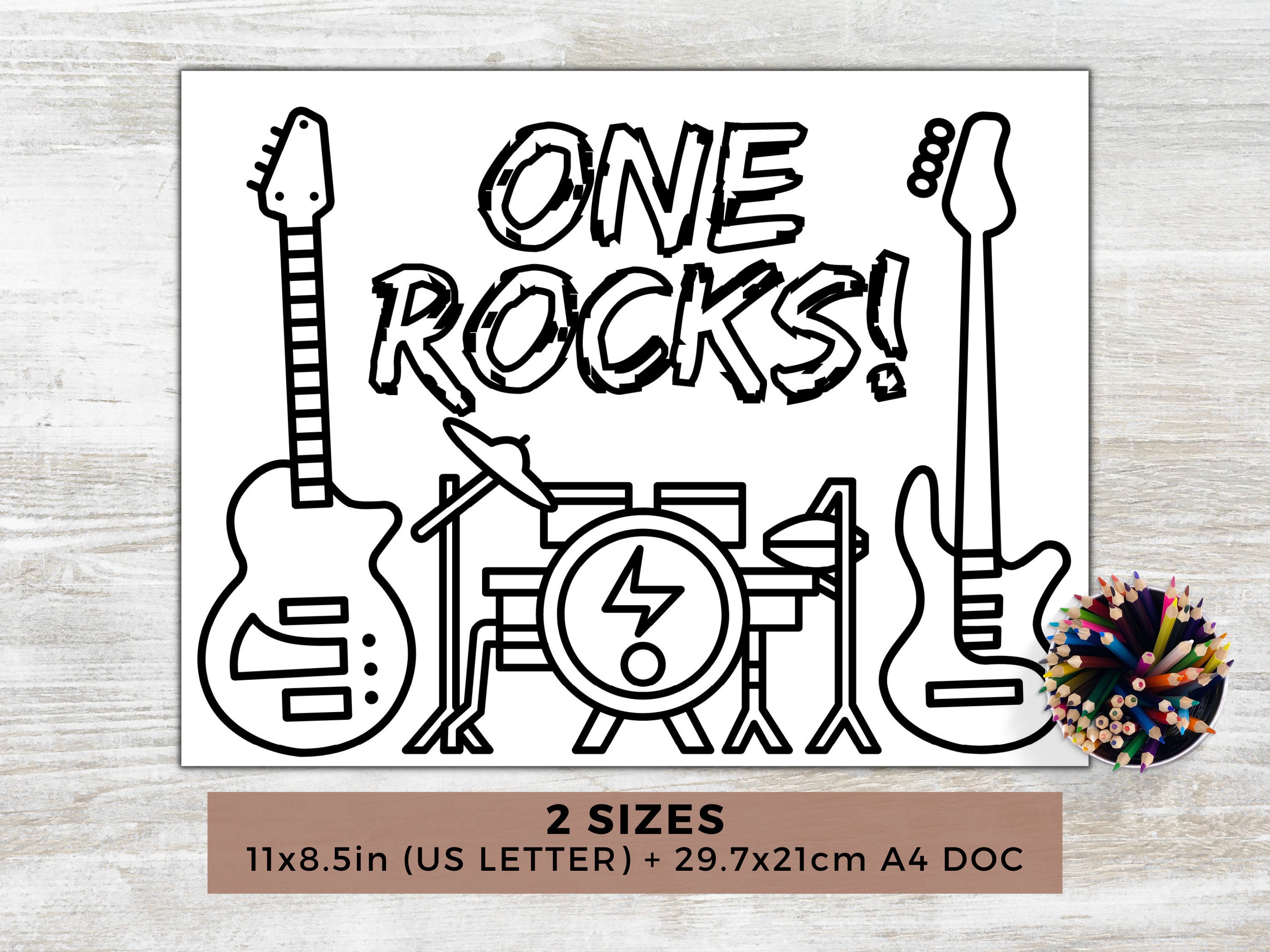 One Rocks Coloring Placement Party Favor Another One Bites - Etsy