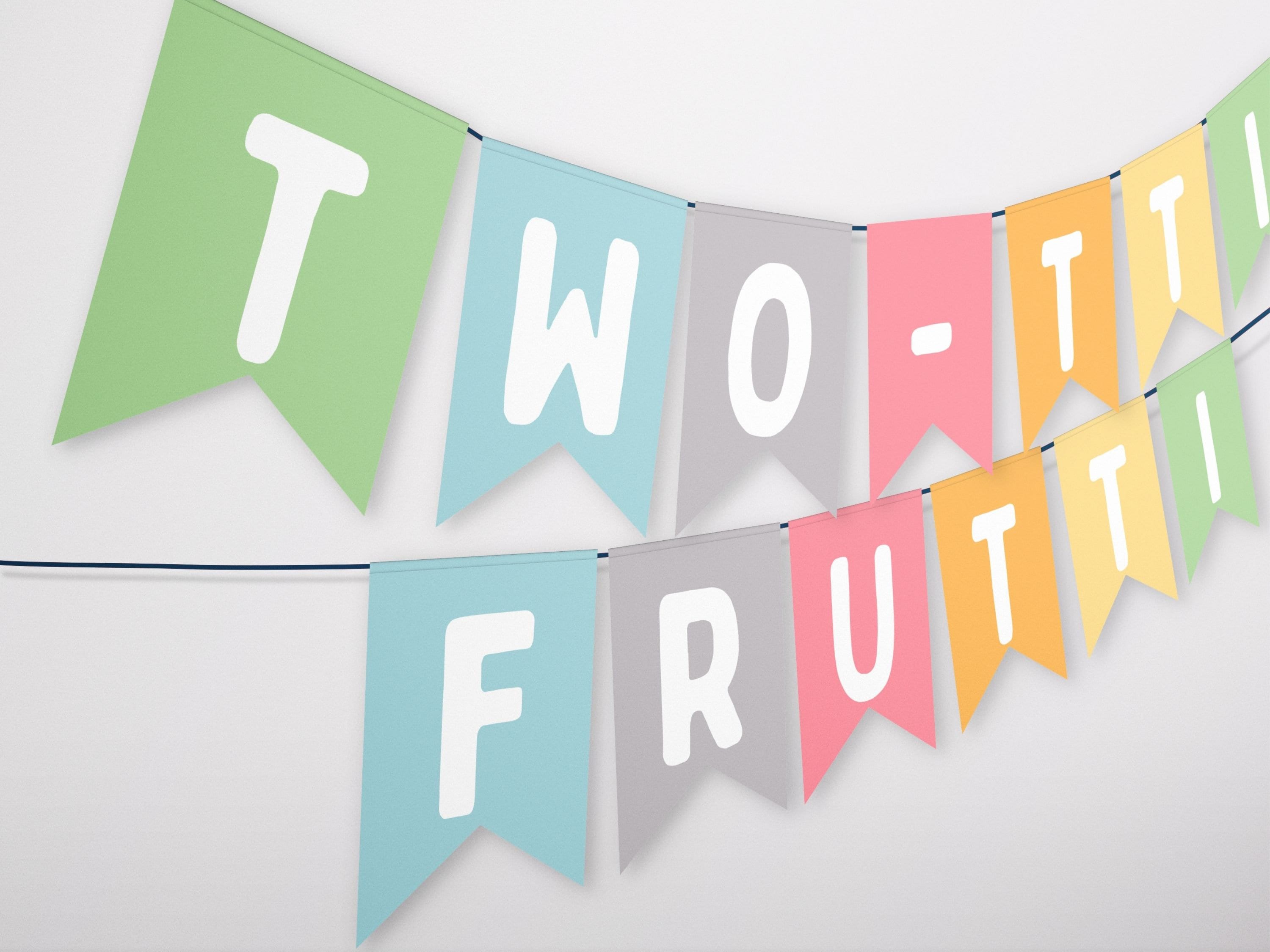 Twotti Frutti Birthday Banner Template, Girl 2nd Birthday Twotti Frutti ...