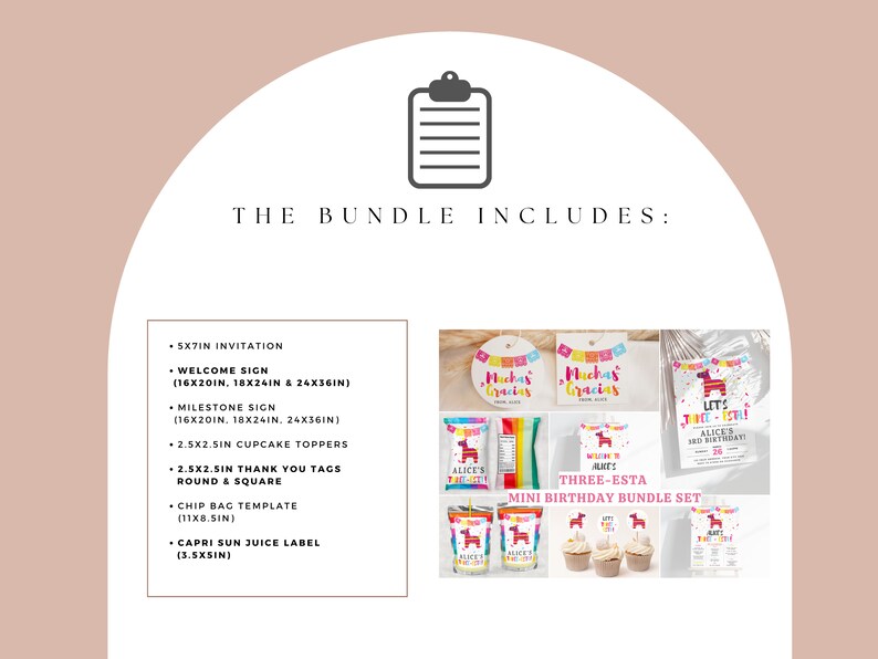 Three Esta Birthday Bundle Templates, 3rd Fiesta Birthday Decorations ...