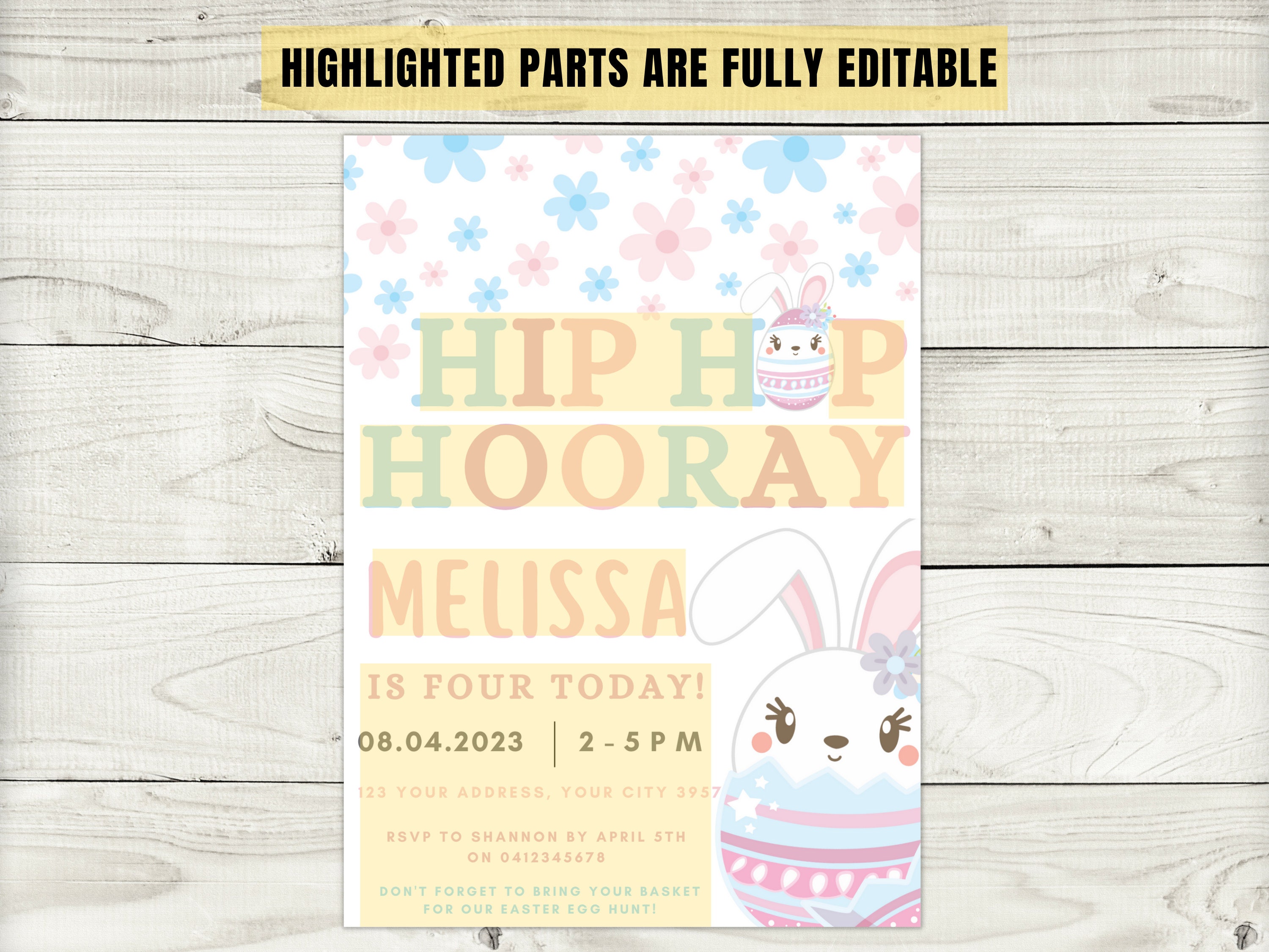 Editable Easter Birthday Invitation for Girls, Easter Birthday ...