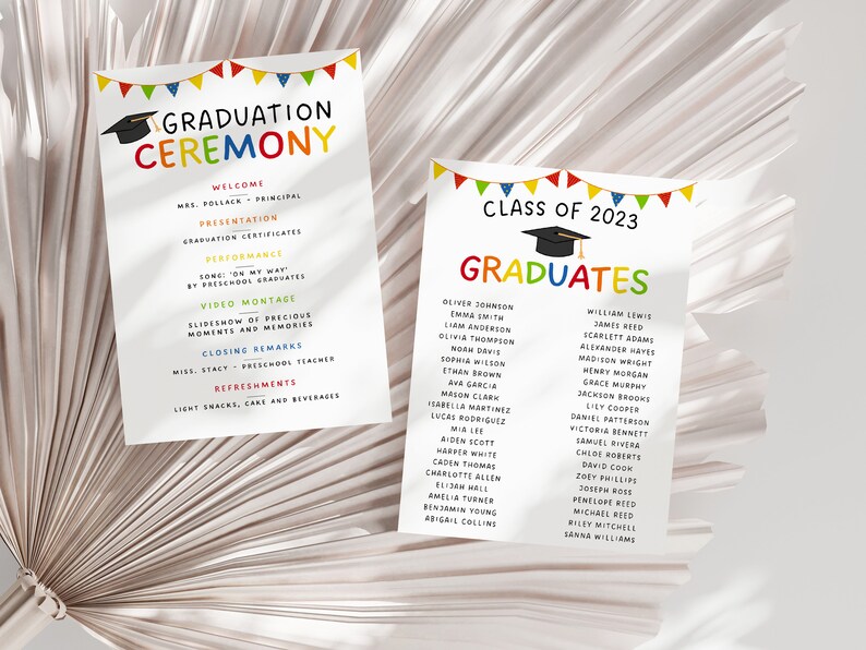 Preschool Graduation Program Editable Template, Printable Pre-k Canva ...