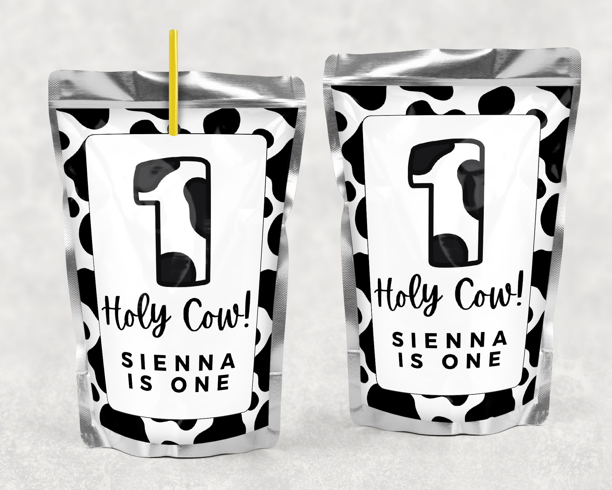 Holy Cow 1st Birthday Capri Sun Label Template (digital Download) - Etsy