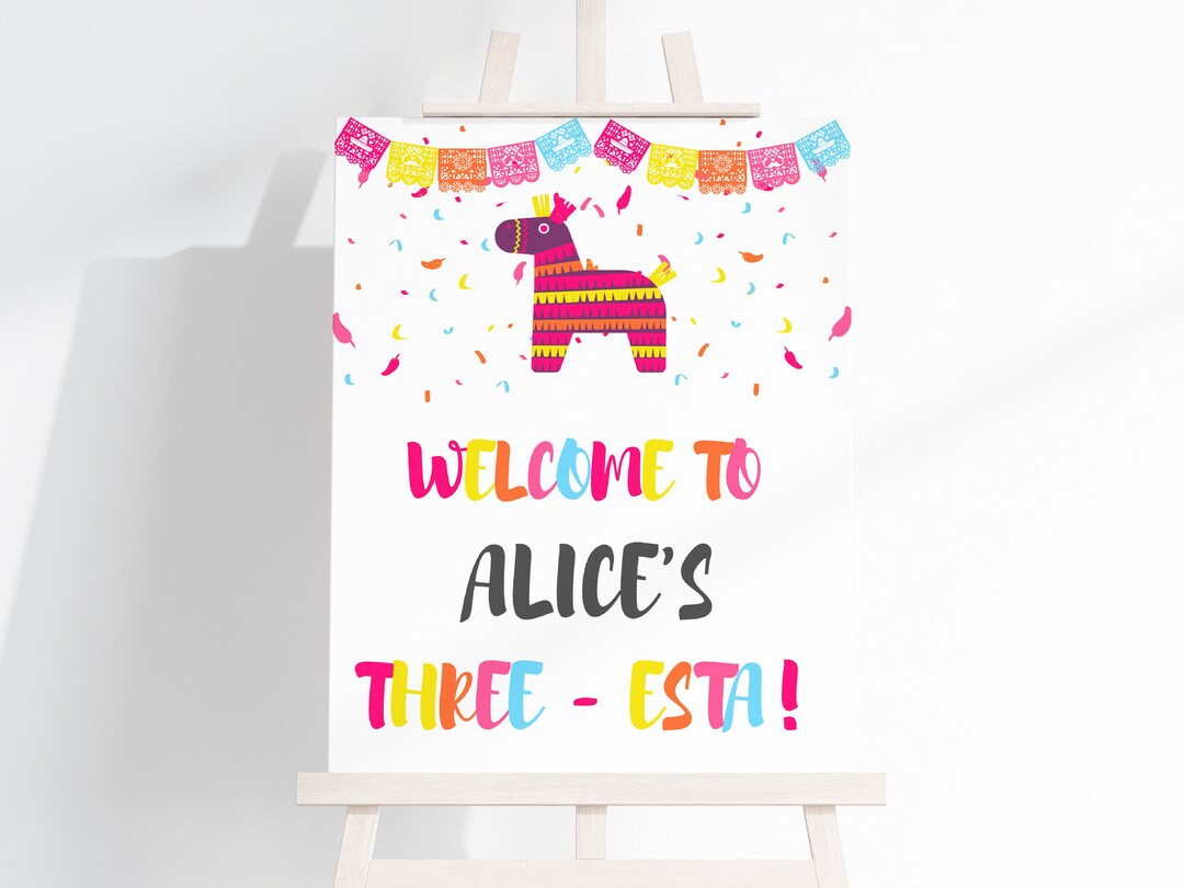 Three Esta Birthday Welcome Sign Template, Girl 3rd Birthday Mexican ...