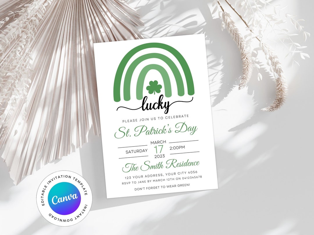 Editable St Patricks Day Printable Invite, St Patricks Invitation ...