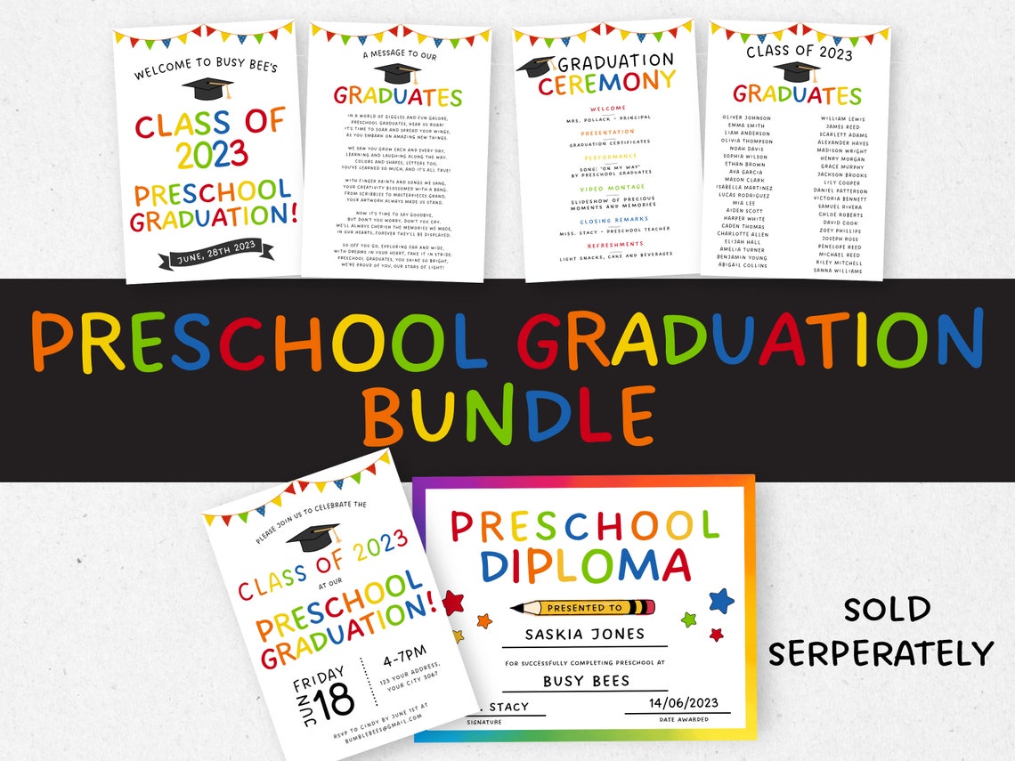 Preschool Graduation Program, Editable Canva Template (digital Download ...