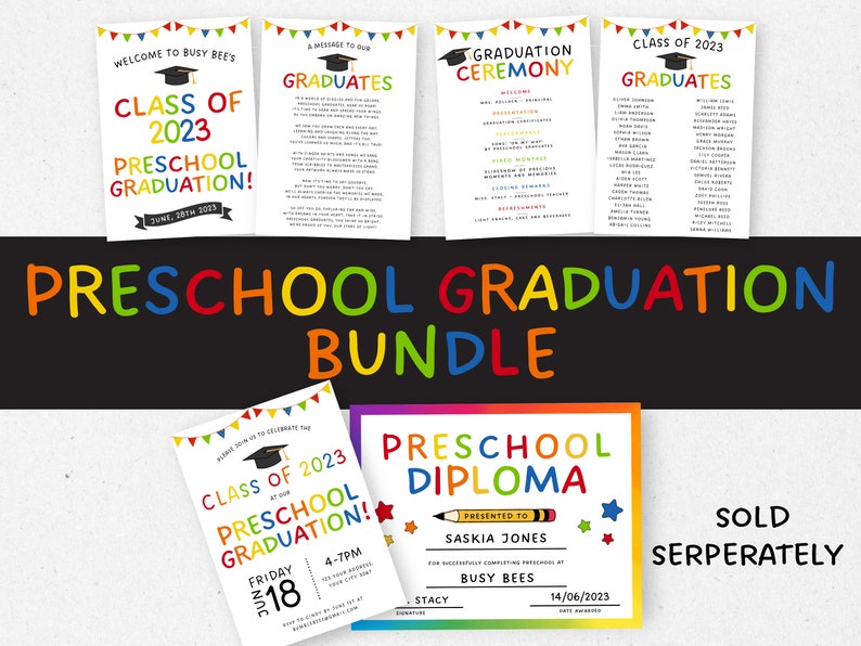 Preschool Graduation Program, Editable Canva Template (digital Download ...
