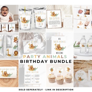 Calling All Party Animals Welcome Sign, Editabe Wild One Zoo Safari ...