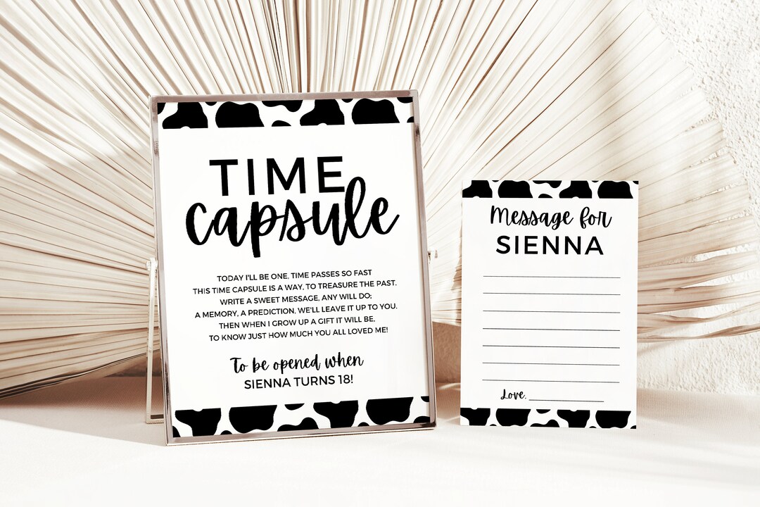 Holy Cow I'm One Time Capsule Sign With Matching Note Card, Editable ...
