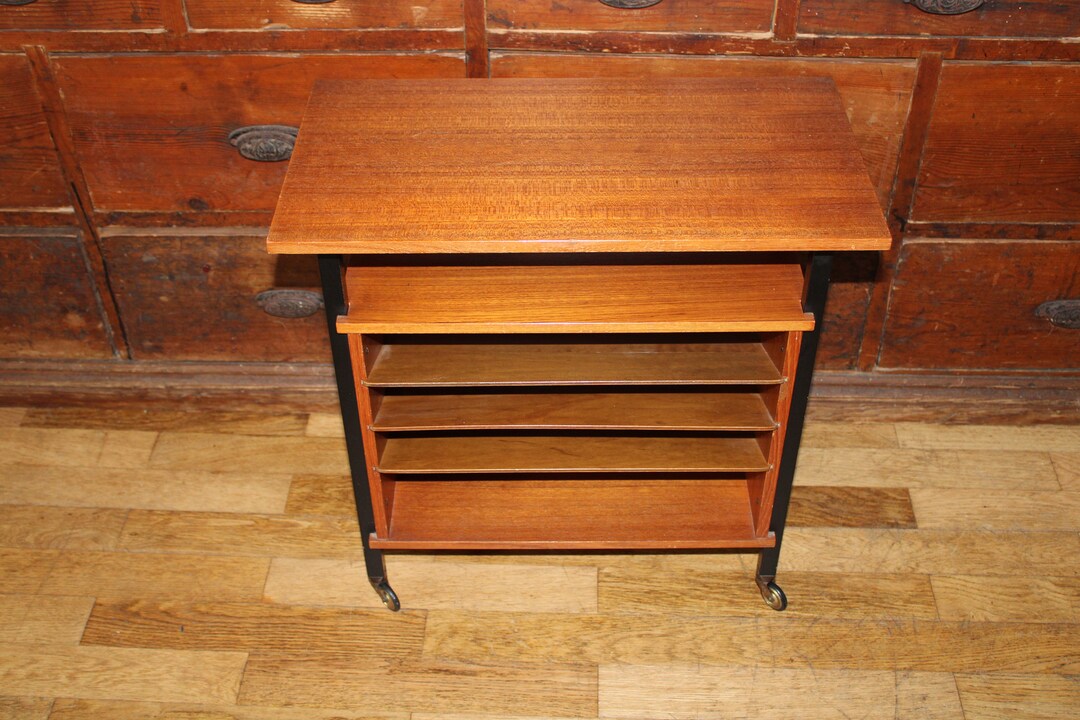 Great Mid Century Opal Side Table, Newspaper Table Made of Metal and ...