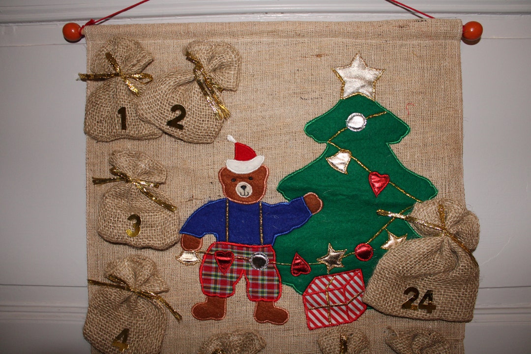 Vintage Fillable Advent Calendar Christmas Calendar Hanging Storage Bag ...