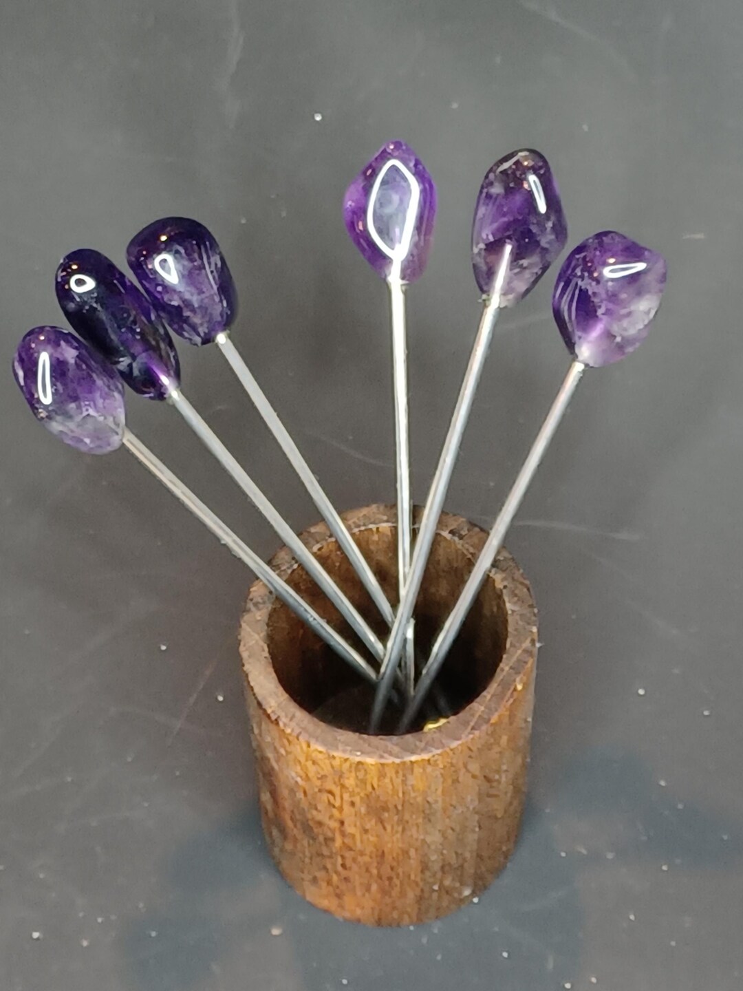 Set of 6 Mid Century Party Forks / Picks With an Amethyst Handle and a ...