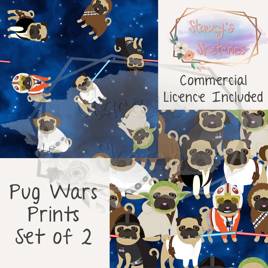 Pug Wars Seamless Prints JPG - Etsy