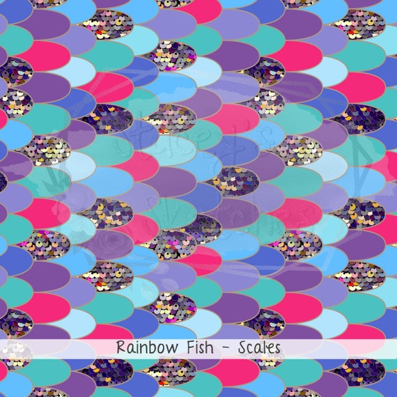 Rainbow Fish Scales Seamless Print JPG | Etsy