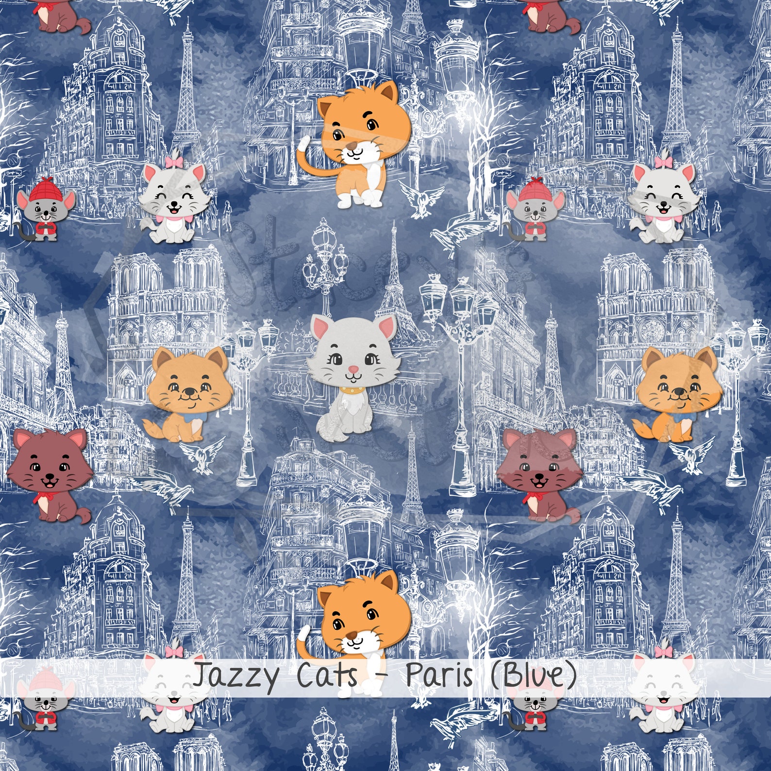 Jazzy Cats in Paris Seamless Prints | JPG - Etsy