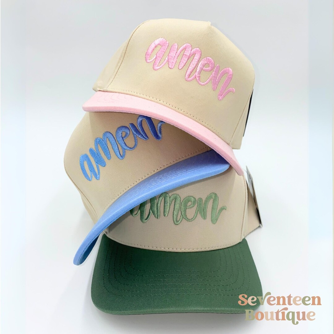 Amen Embroidered Hat – Pastel Faith Snapback, 2 Toned Canvas Hat - Etsy