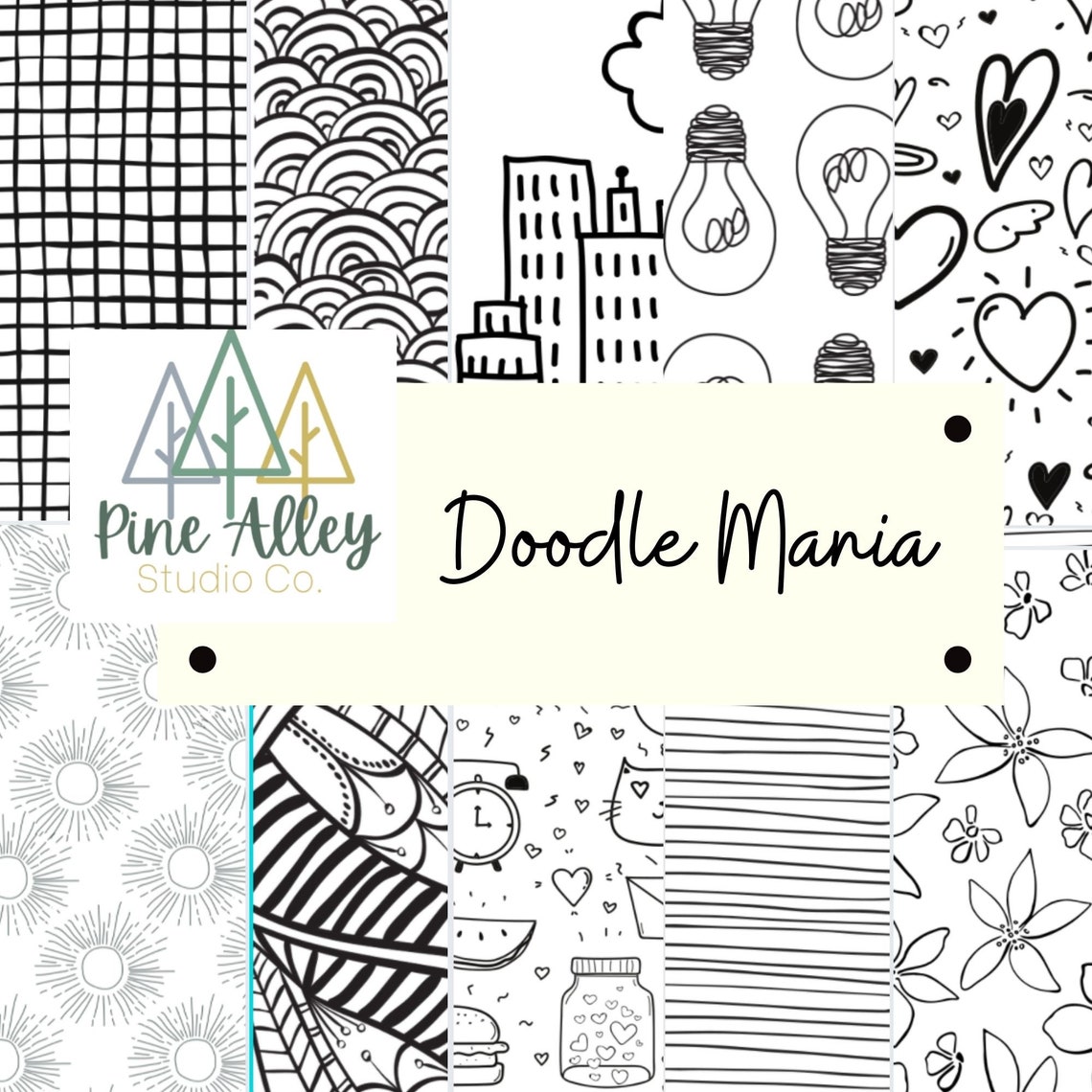 Black and White Doodle Digital Paper Design Package of 10- JPG - Etsy