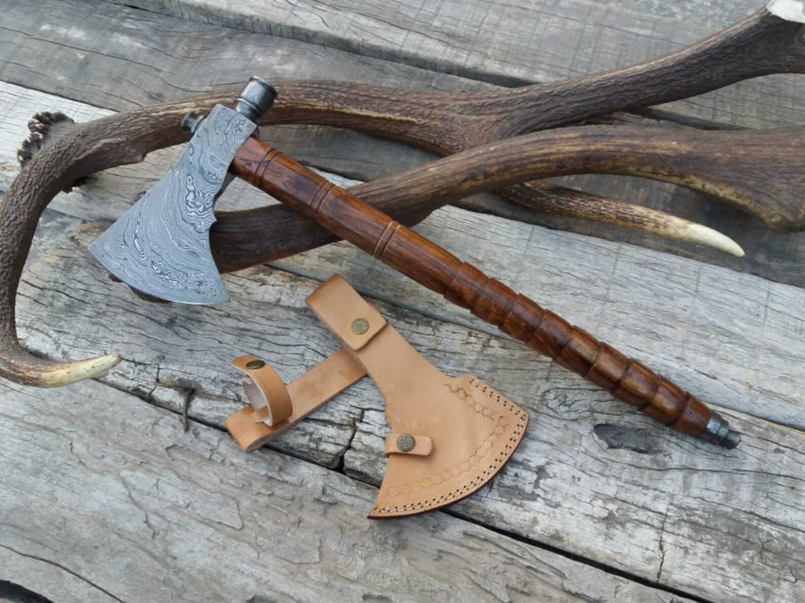 Damascus Steel Handmade Smoke Pipe Viking Axe - Etsy